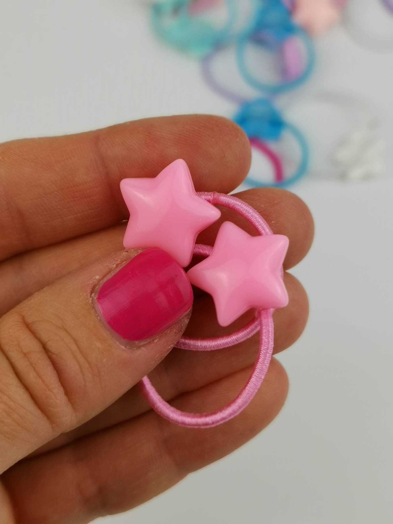 Light pink star bobbles girls hair bands gifts for girls | Etsy