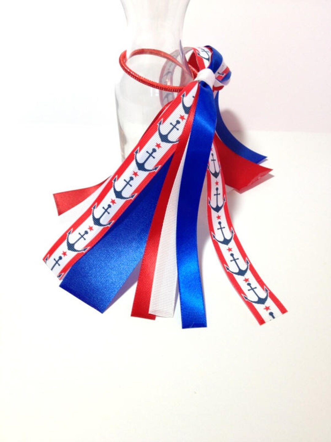 Nautical Hair Ribbon, Boating Ribbons, Red White Blue, Navy Hair Bows ...