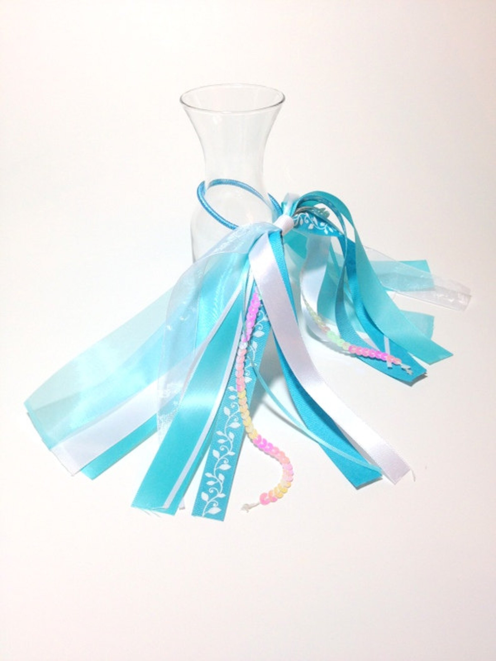 Flower Girl Hair Ribbons Aqua Blue Hair Ribbon Sequin Hair | Etsy