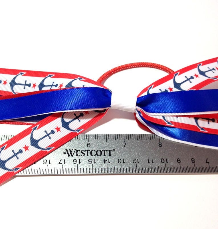 Nautical Hair Ribbon, Boating Ribbons, Red White Blue, Navy Hair Bows ...