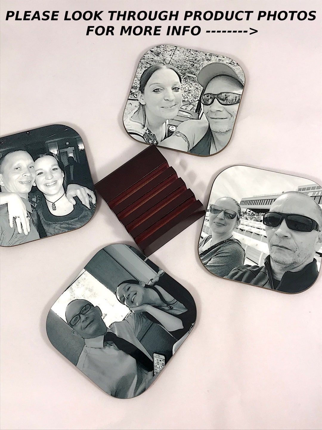 PHOTO Coasters Set of 4, Coasters With Holder, Photo Gift Ideas Friends ...