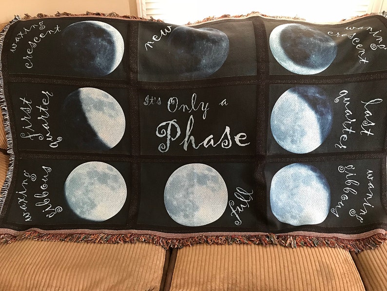 Moon Phase Blanket Throw Moon Decor Moon Room Decor Moon | Etsy