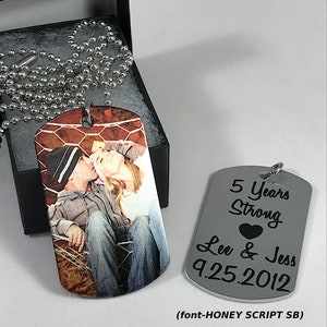 CUSTOM Dog Tag Couples Necklace Personalized Dog Tag Photo Necklace for ...