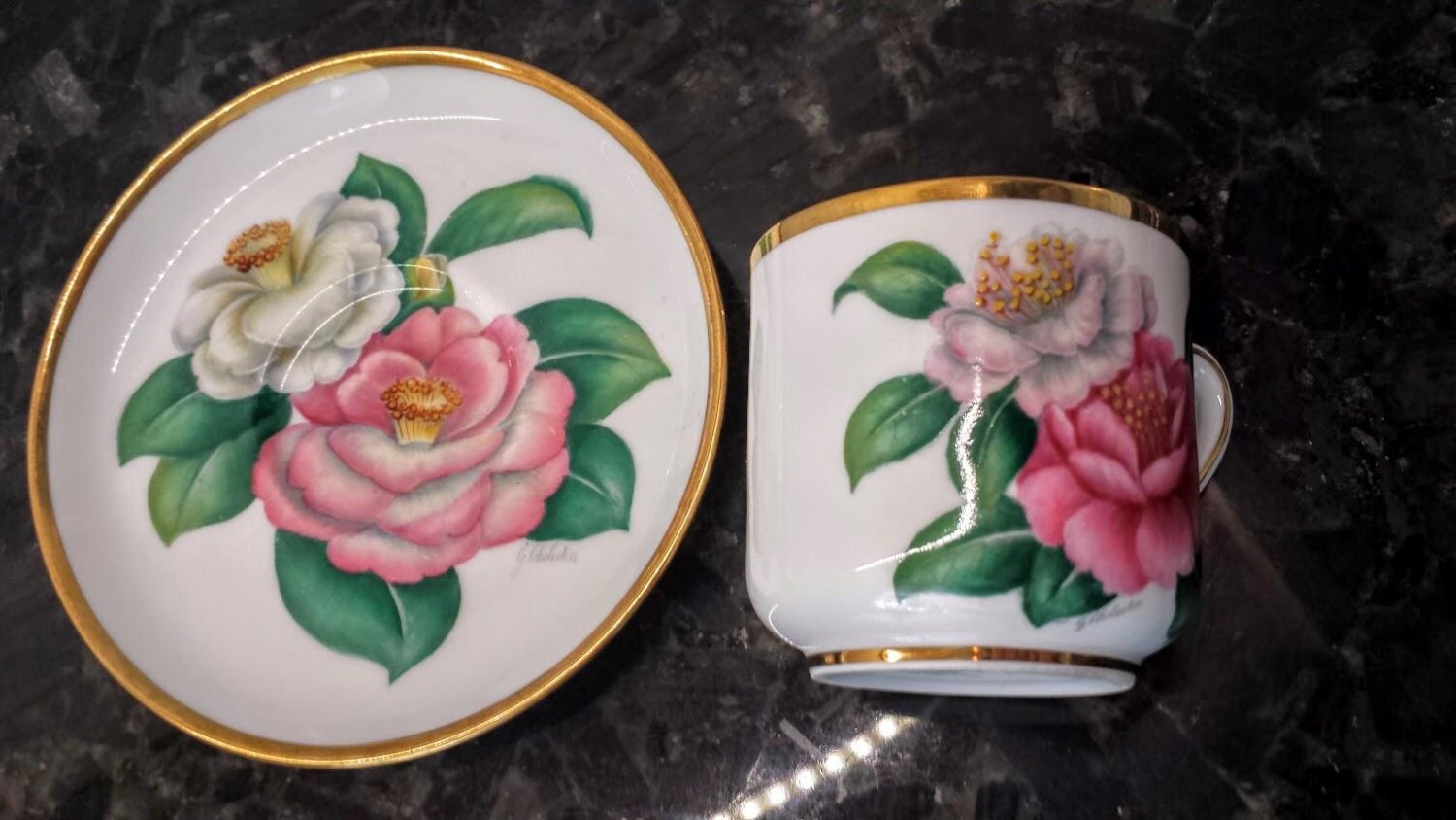 Antique Copeland Spode Demitasse Cups and Saucers Camellia Japonica - Etsy