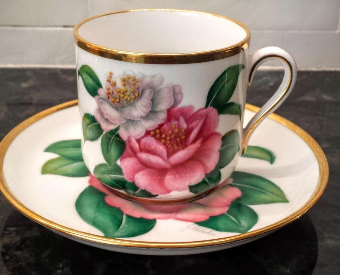 Antique Copeland Spode Demitasse Cups and Saucers Camellia Japonica - Etsy