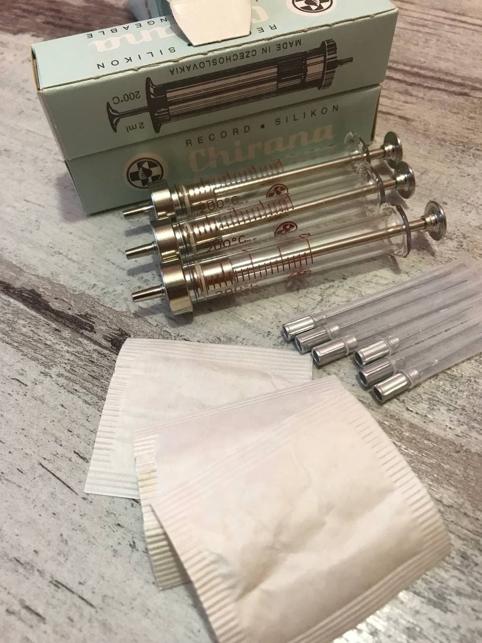 Set of 3 Reusable Syringes 2ml Czechoslovakia Chirana Vintage Syringe ...