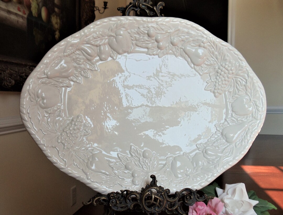 Extra Large Platter, Vintage Giant Classic Oval Harvest Decor White ...
