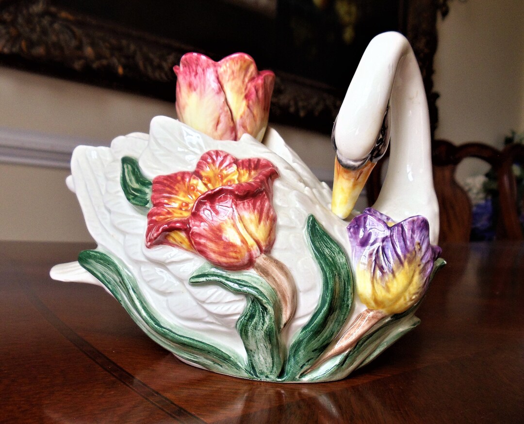 Vintage Fitz and Floyd Tulip Swan Candle Holder, Collectible Fitz ...