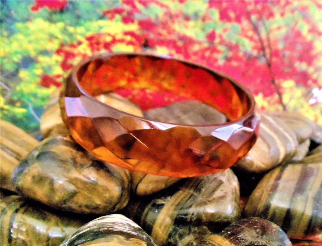 Bakelite Bangle Bracelet, Vintage Root Beer Translucent Color Domed ...