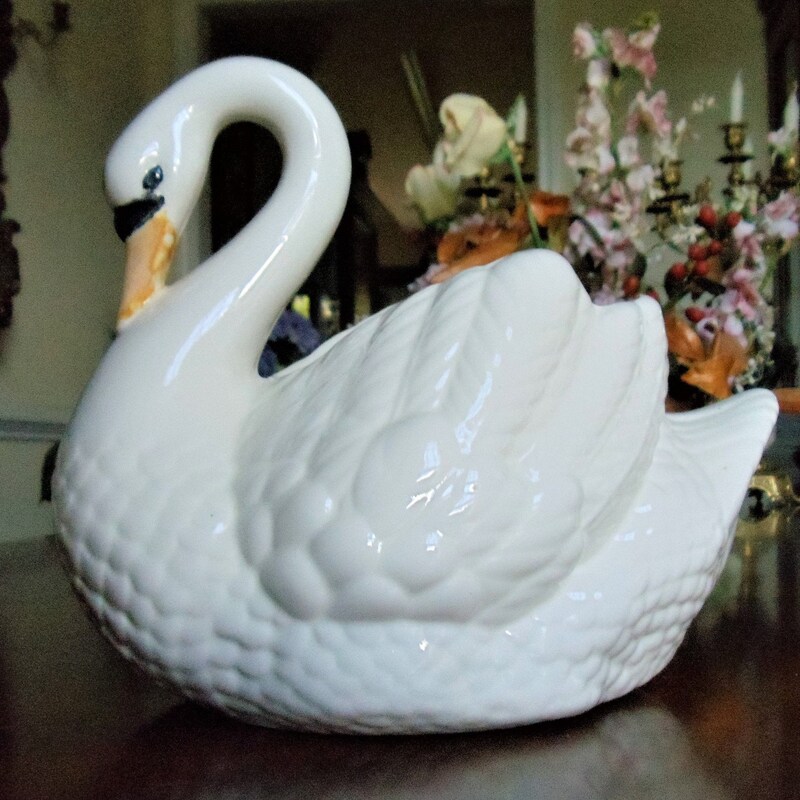 Ceramic Swan Planter - Etsy