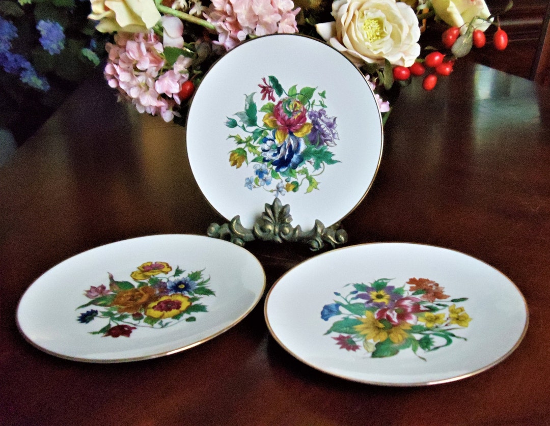 Bavaria Germany Plates Set of 3, Vintage Bareuther Waldsassen Gold Trim ...