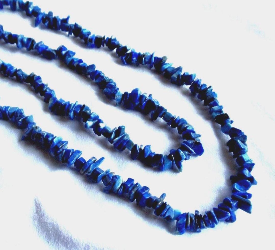Vintage Lapis Lazuli Nugget Chip Necklace, Blue Gemstone - Etsy