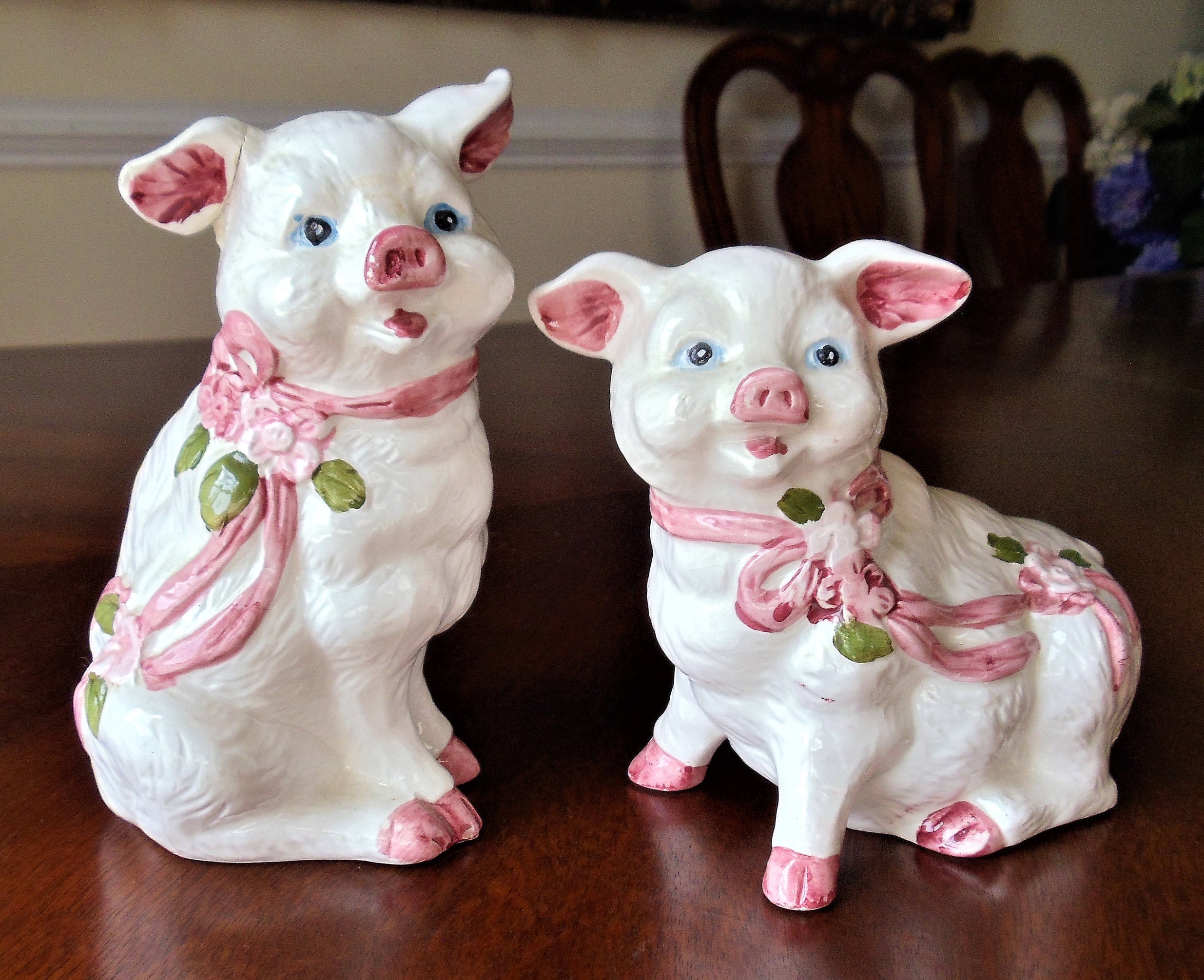 Funny Pigs Figurines Set of 2 Vintage Hand-painted Cute Pig | Etsy