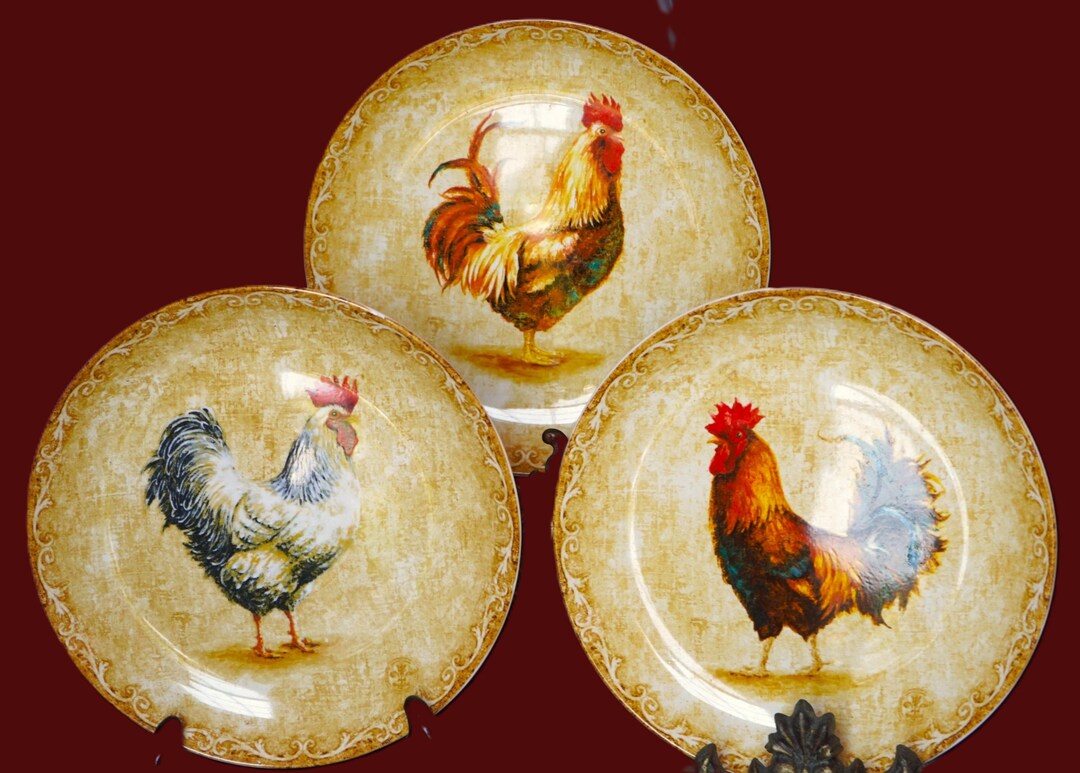 Vintage Regal Roosters Salad Plates, Set of 3, Farmhouse Decor - Etsy