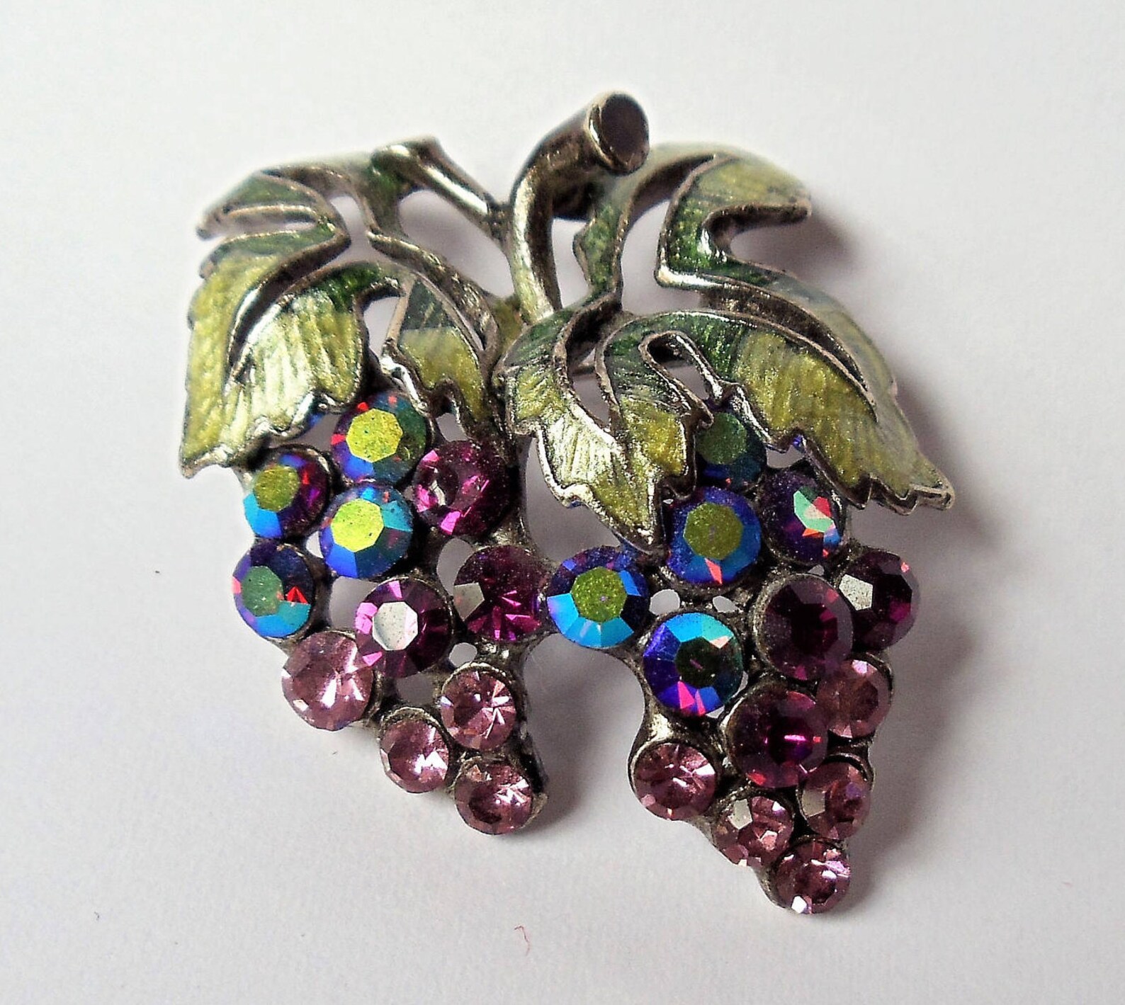 Rhinestone Enamel Grape Pin Vintage AB Blue Rhinestones | Etsy