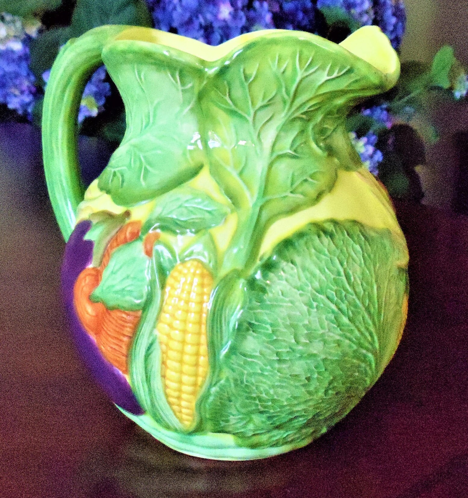 Majolica Vegetable Garden Pitcher Vintage Jay Willfred for | Etsy
