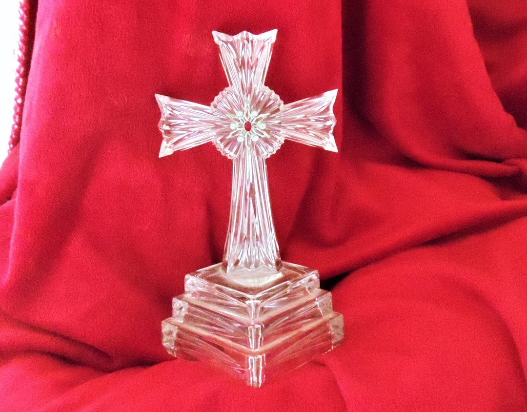 Lenox Crystal Cross Made in Germany, Vintage Desk Mantel Cabinet Lead ...