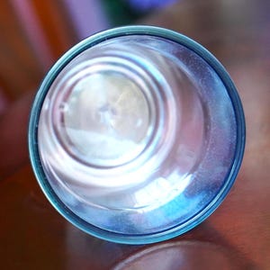 Blue Bubble Glasses Set of 3, Vintage Blue Bubble Rim Large Plastic ...