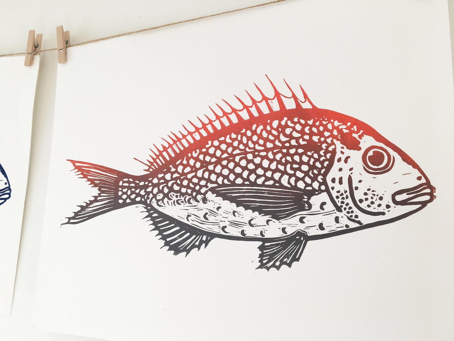 Sea Bream Fish Lino Print - Etsy UK