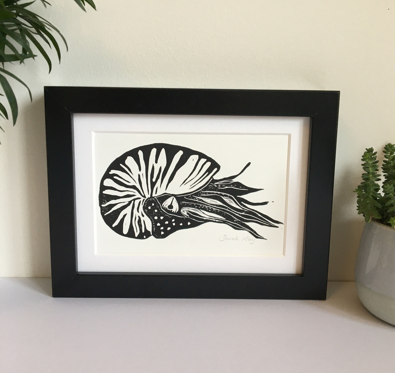 Nautilus Sea Shell Lino Print - Etsy
