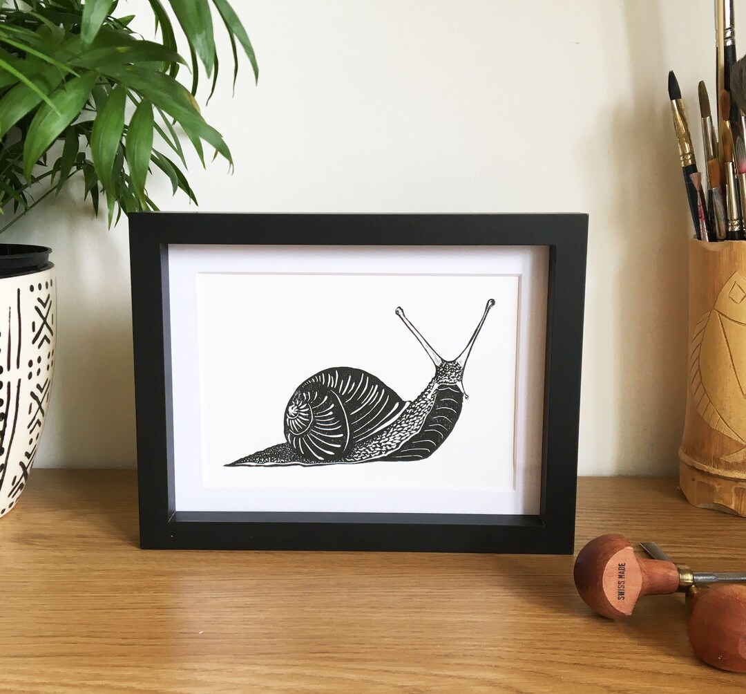Original Snail Lino Print - Etsy