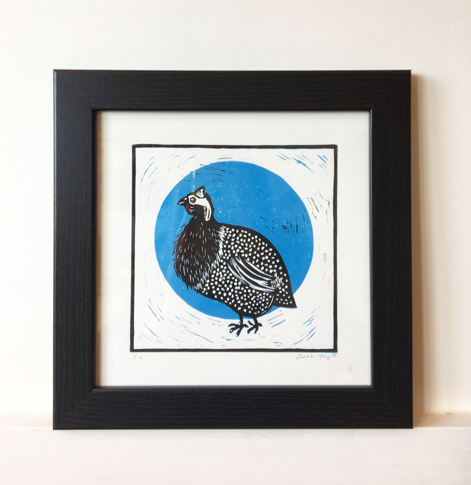 Guinea Fowl Bird Linocut Print - Etsy UK