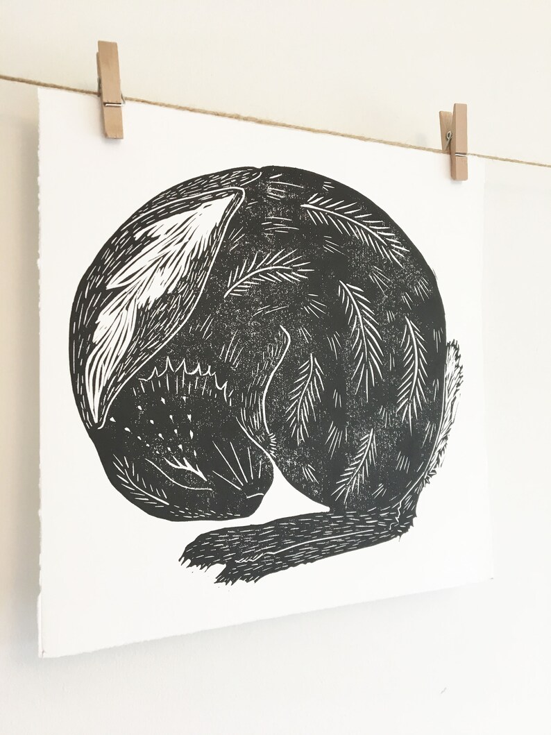 Hare Lino Print - Etsy