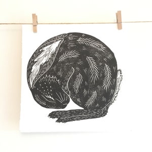 Hare Lino Print - Etsy