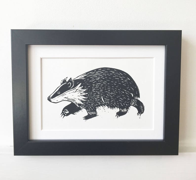 Badger Lino Print | Etsy