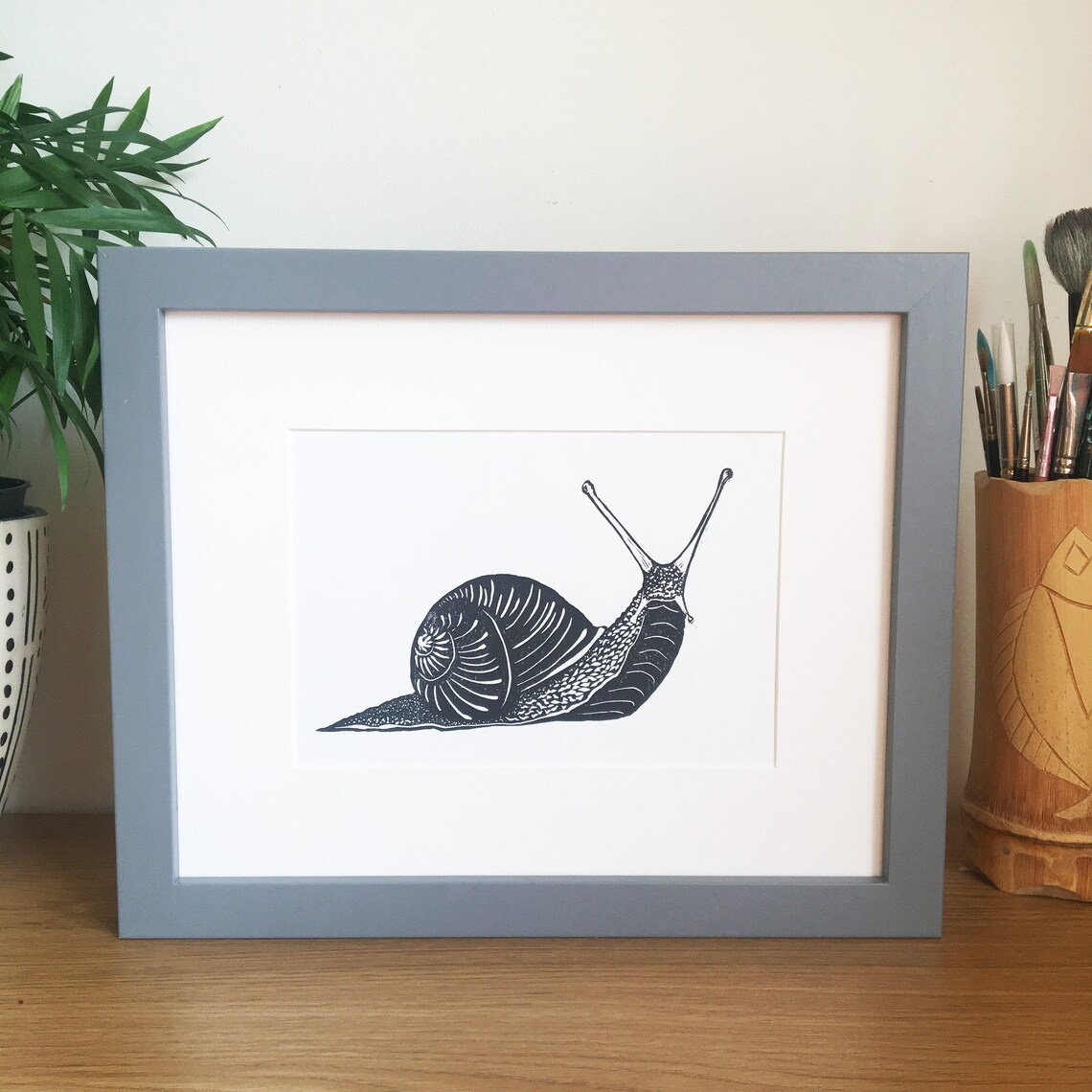 Original Snail Lino Print - Etsy