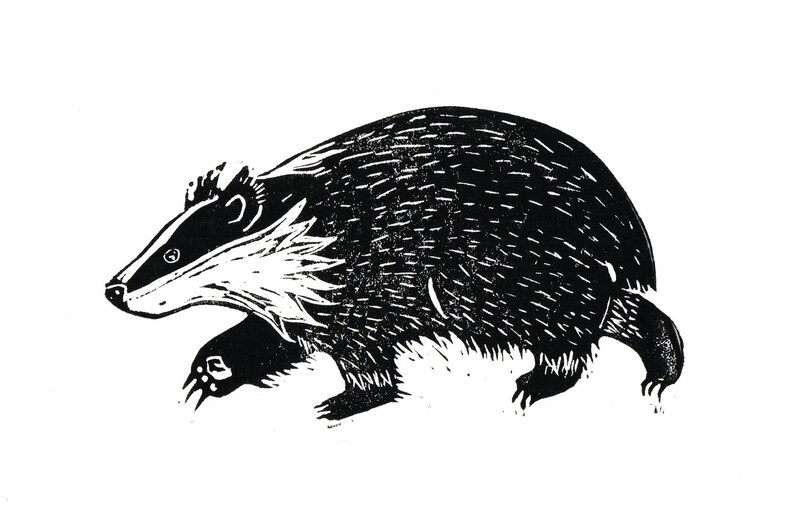 Badger Lino Print - Etsy UK