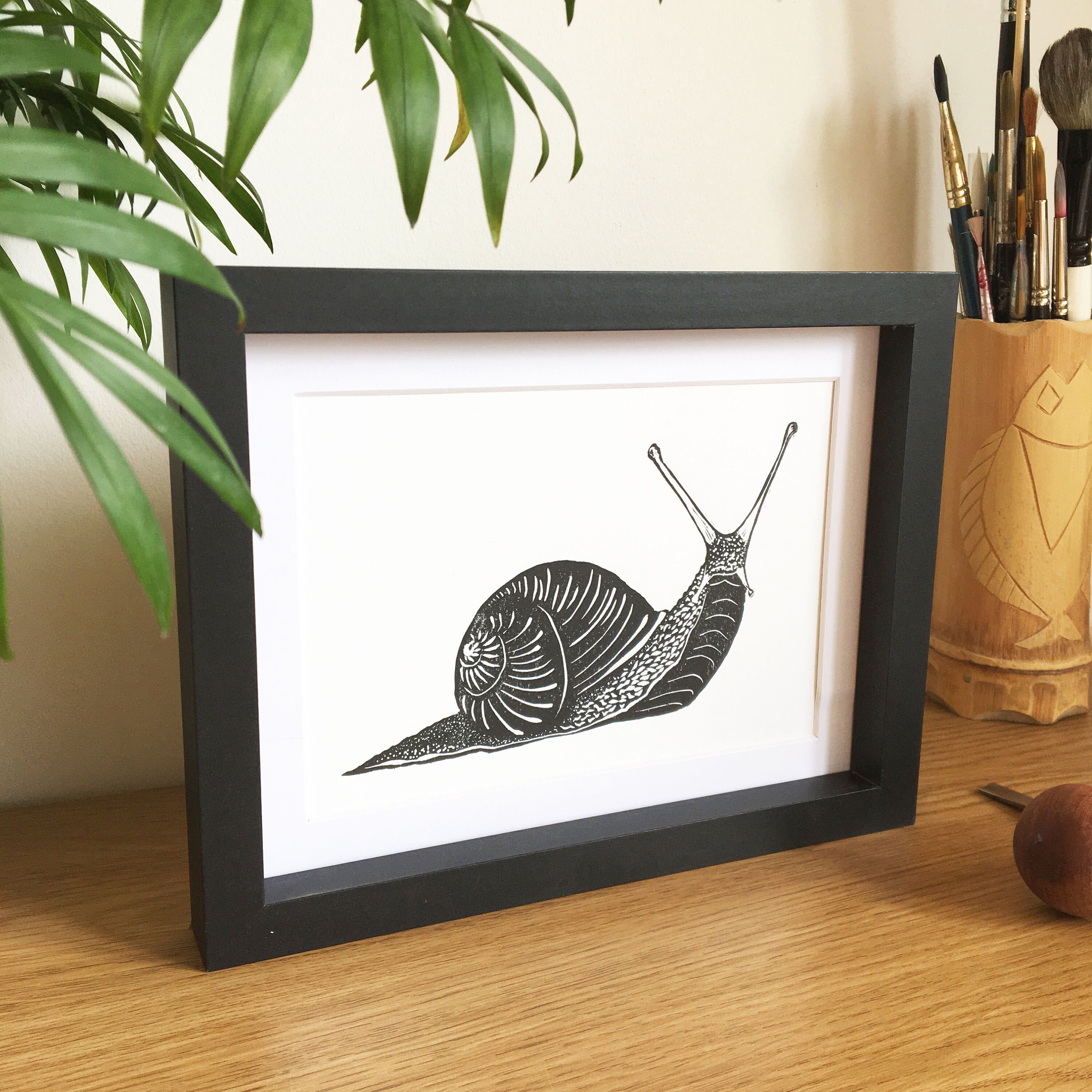Original Snail Lino Print - Etsy
