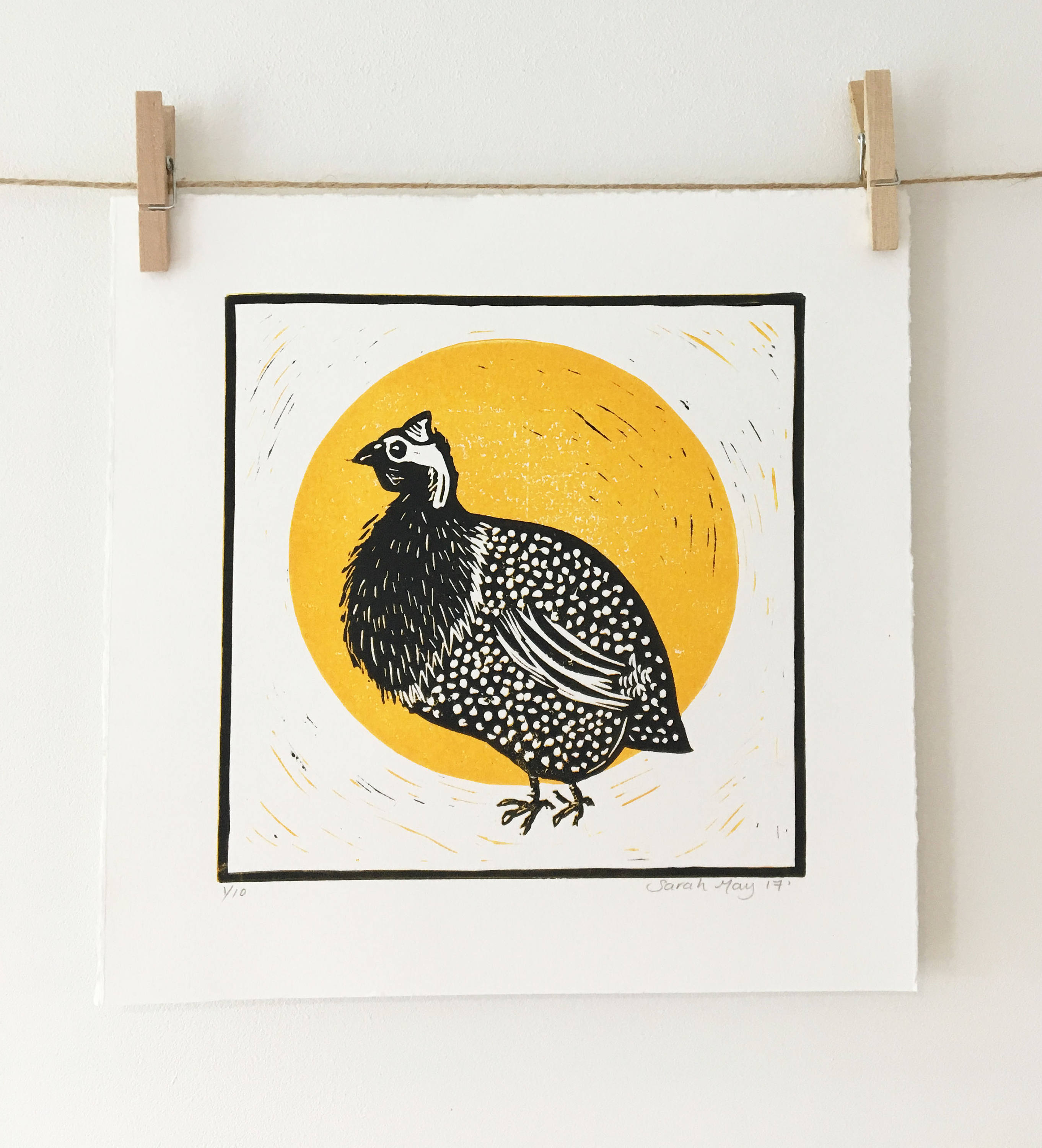 Guinea Fowl Bird Linocut Print - Etsy