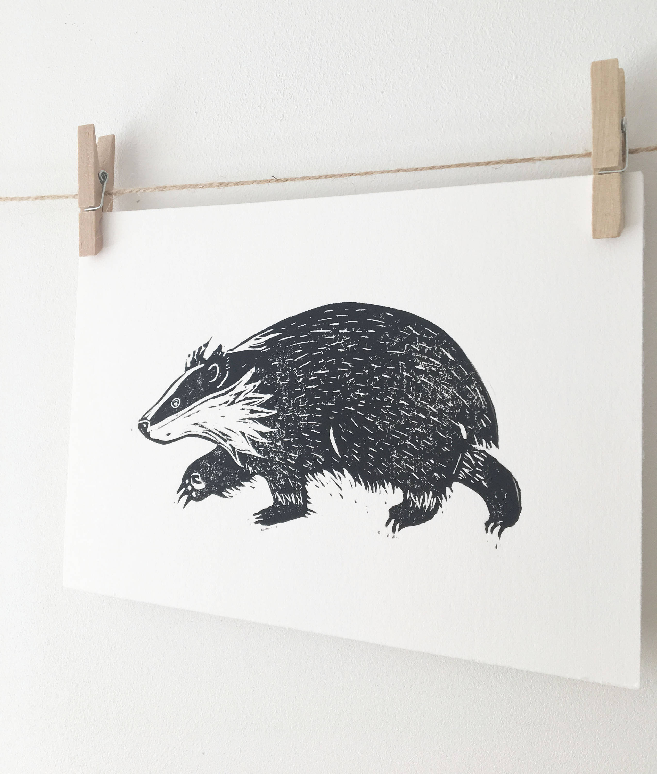Badger Lino Print | Etsy