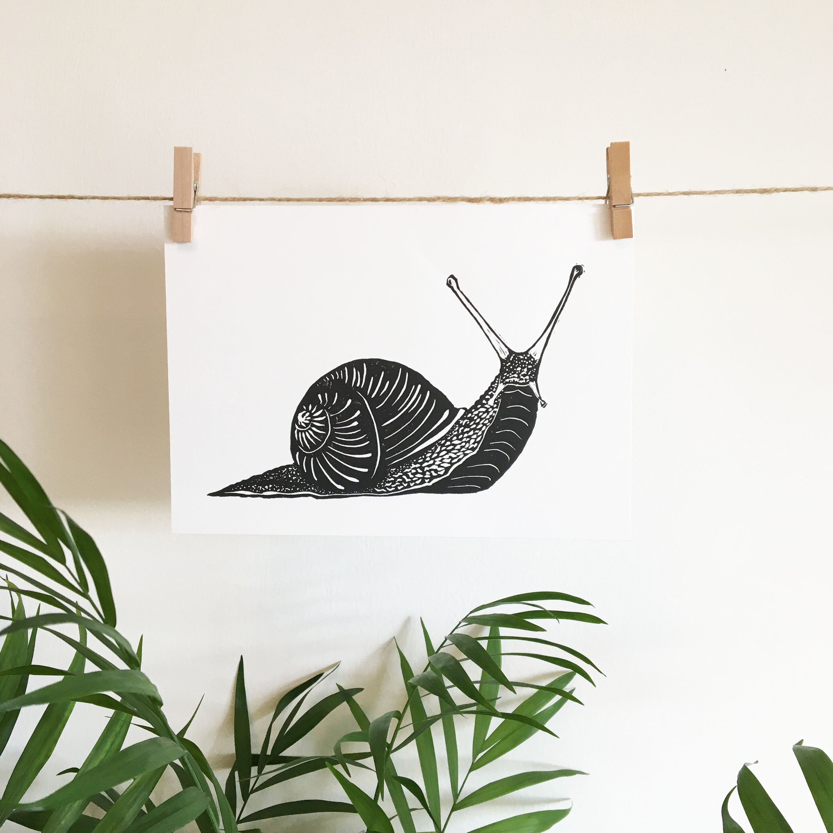 Original Snail Lino Print - Etsy