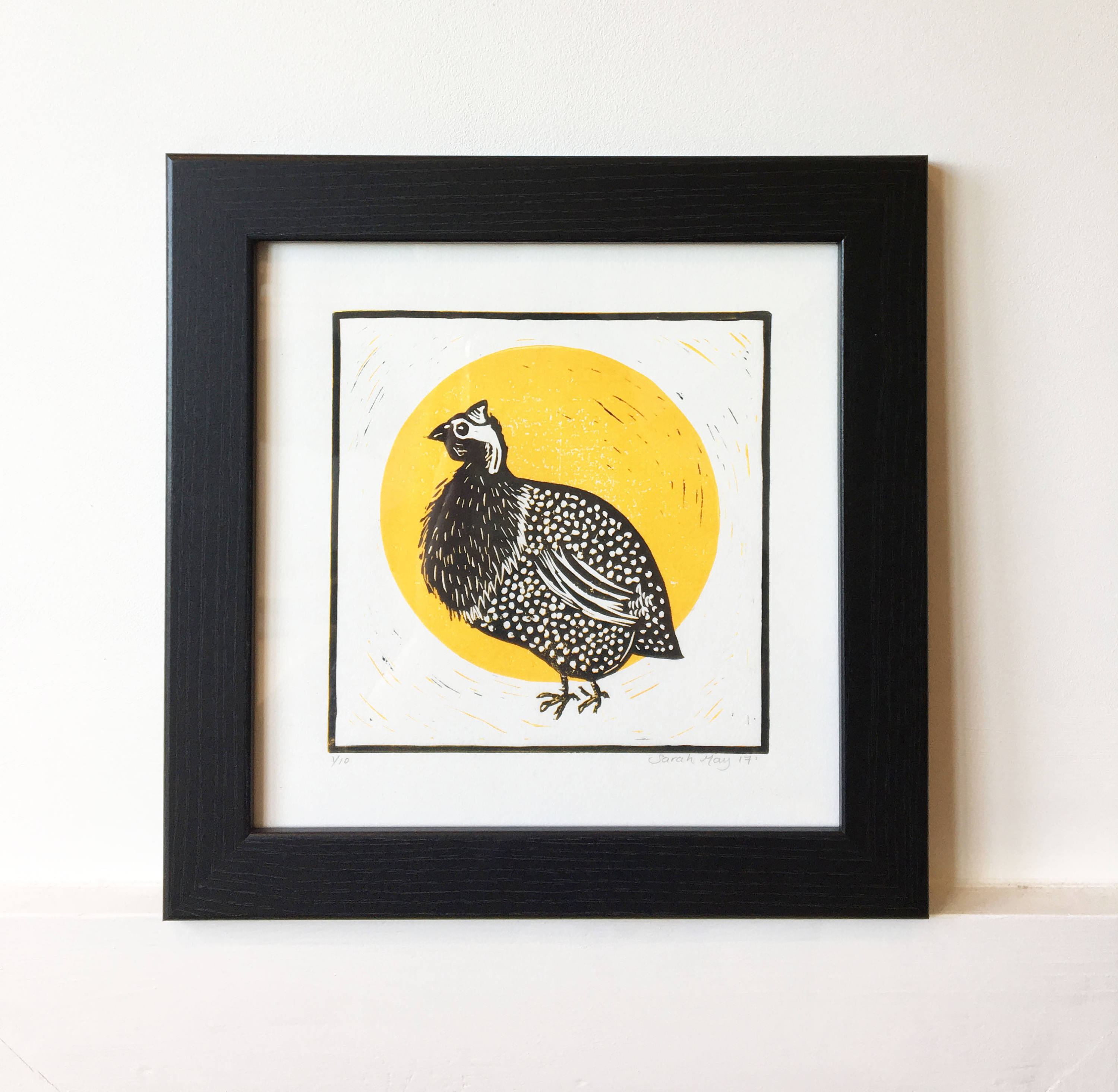 Guinea Fowl Bird Linocut Print - Etsy