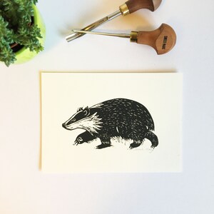 Badger Lino Print - Etsy UK