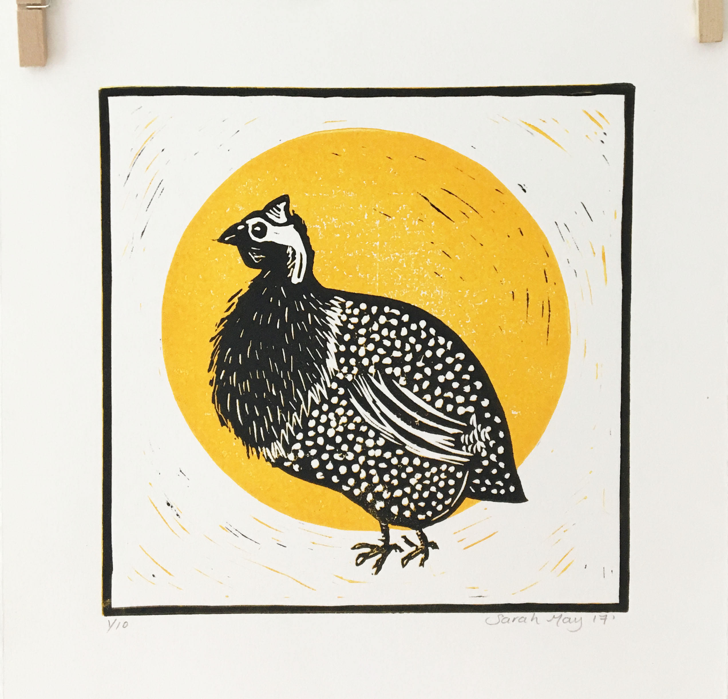 Guinea Fowl Bird Linocut Print - Etsy