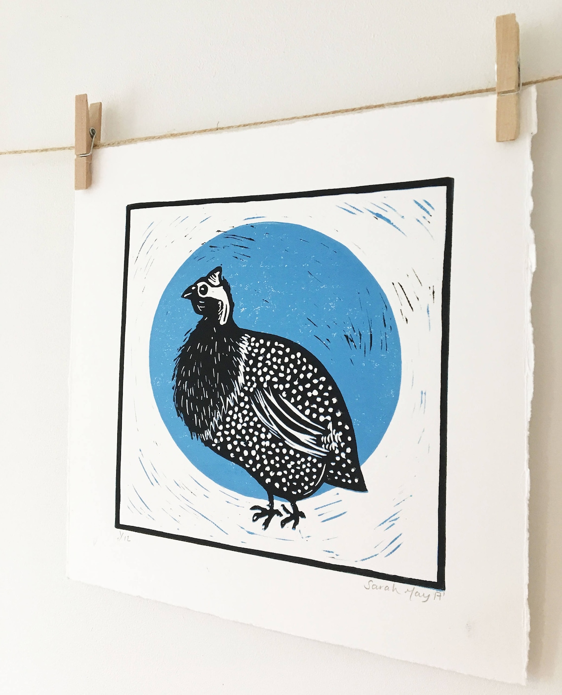 Guinea Fowl Bird Linocut Print - Etsy UK