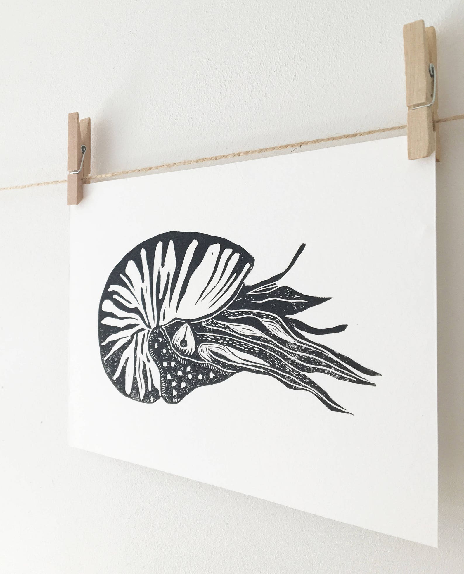 Nautilus Sea Shell Lino Print - Etsy UK