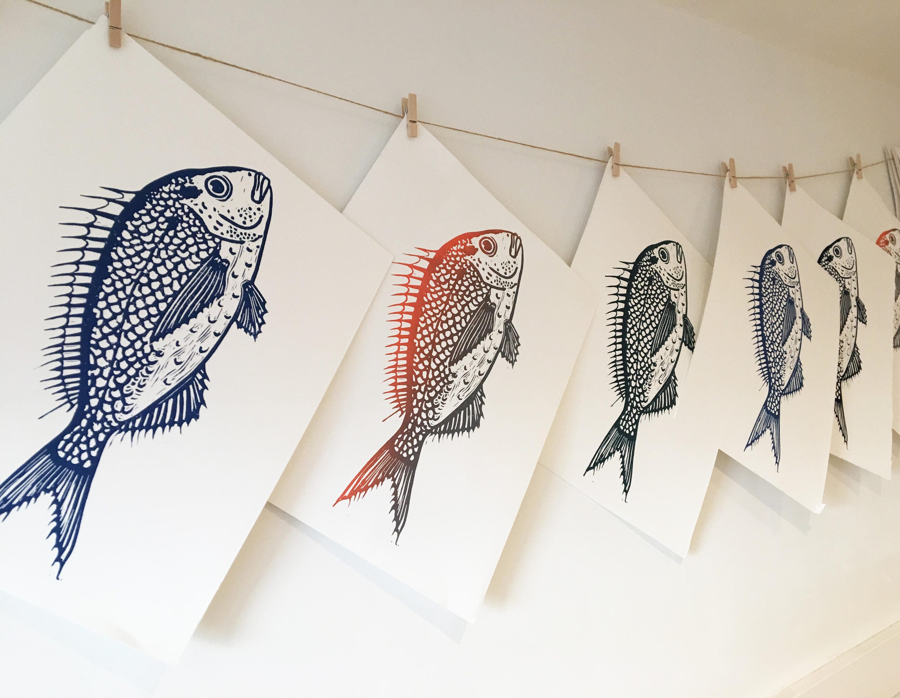 Sea Bream Fish Lino Print - Etsy UK