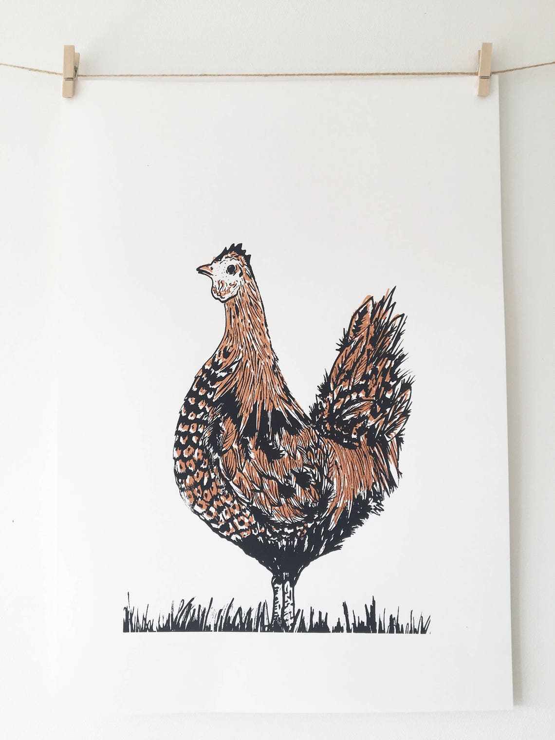 Black and Bronze Chicken - ORIGINAL SCREEN PRINT - Etsy UK