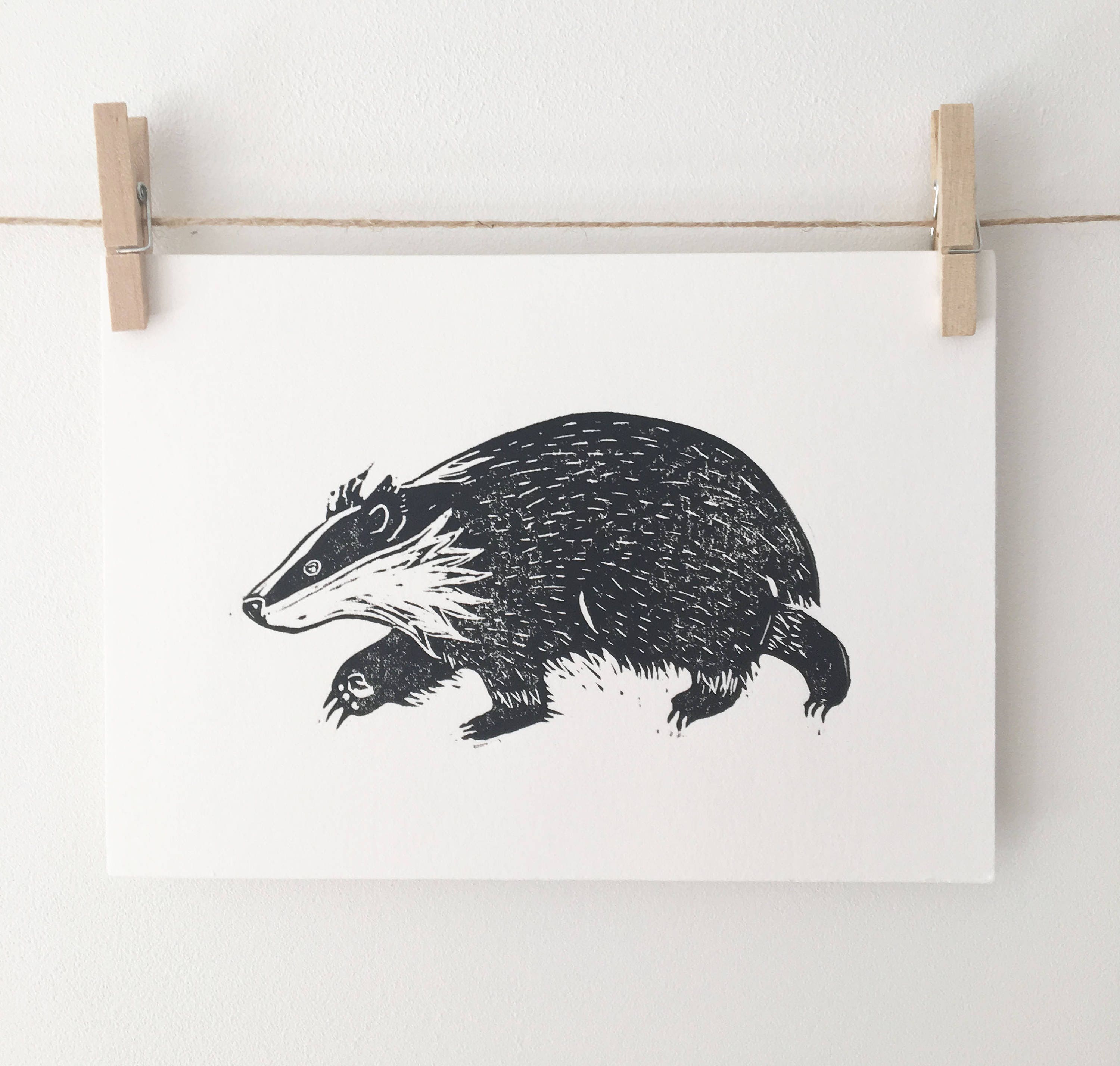 Badger Lino Print - Etsy UK