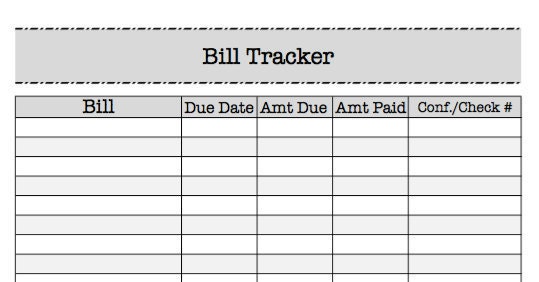 Editable Bill Tracker - Etsy