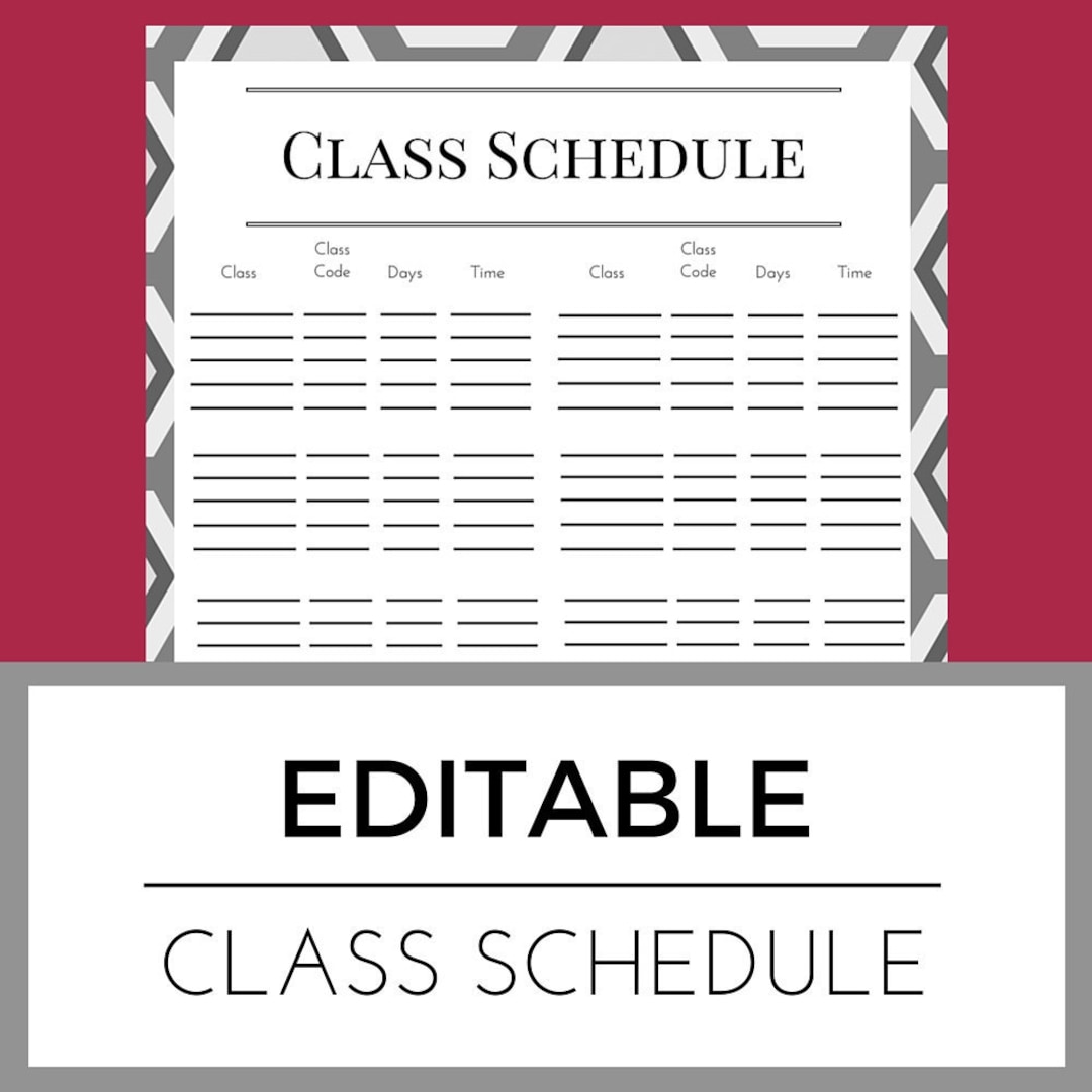 Editable Class Schedule Organizer - Etsy