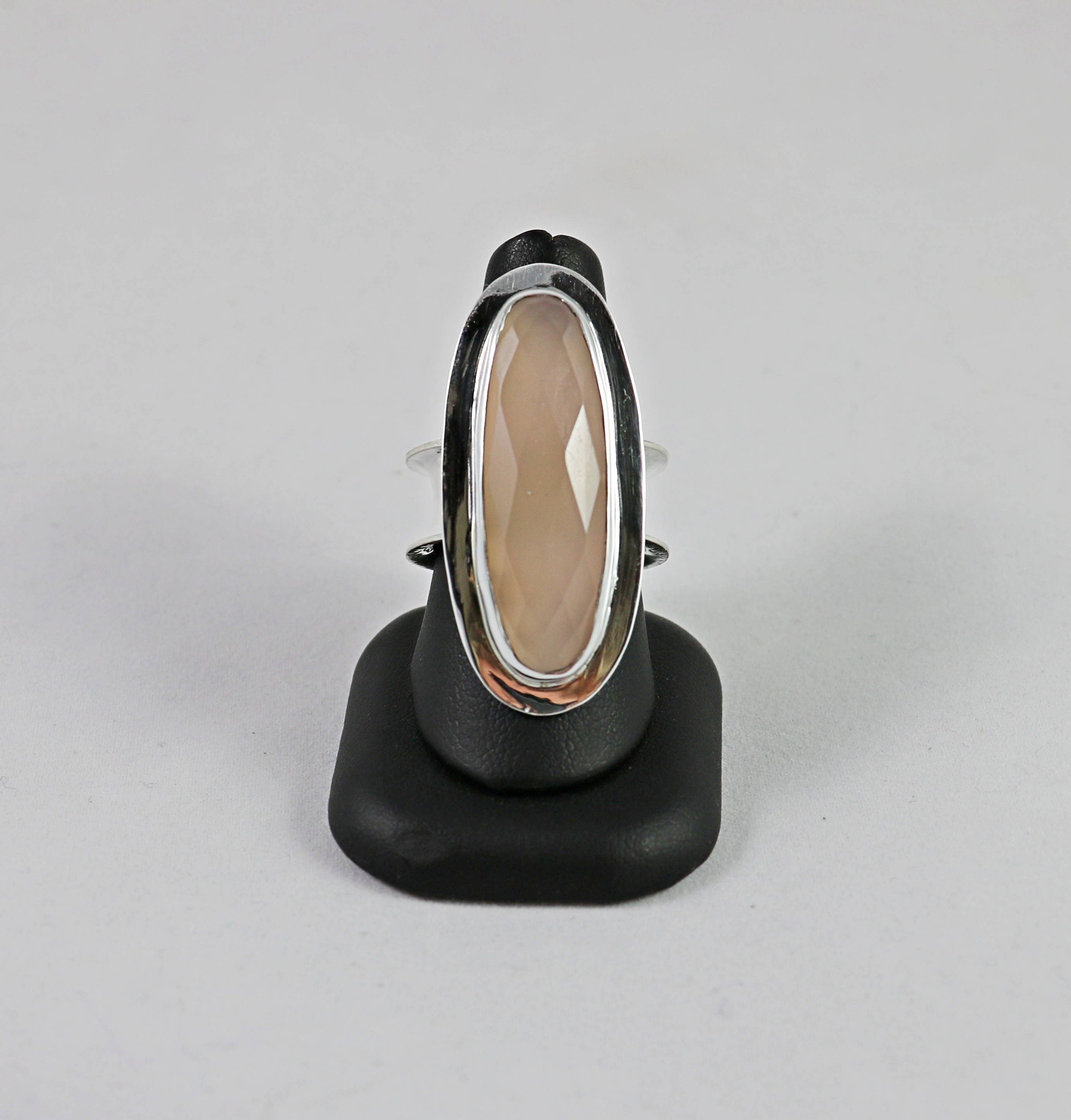 Peach Chalcedony Faceted Oval Sterling Silver Concave Ring Size 8.25 - Etsy
