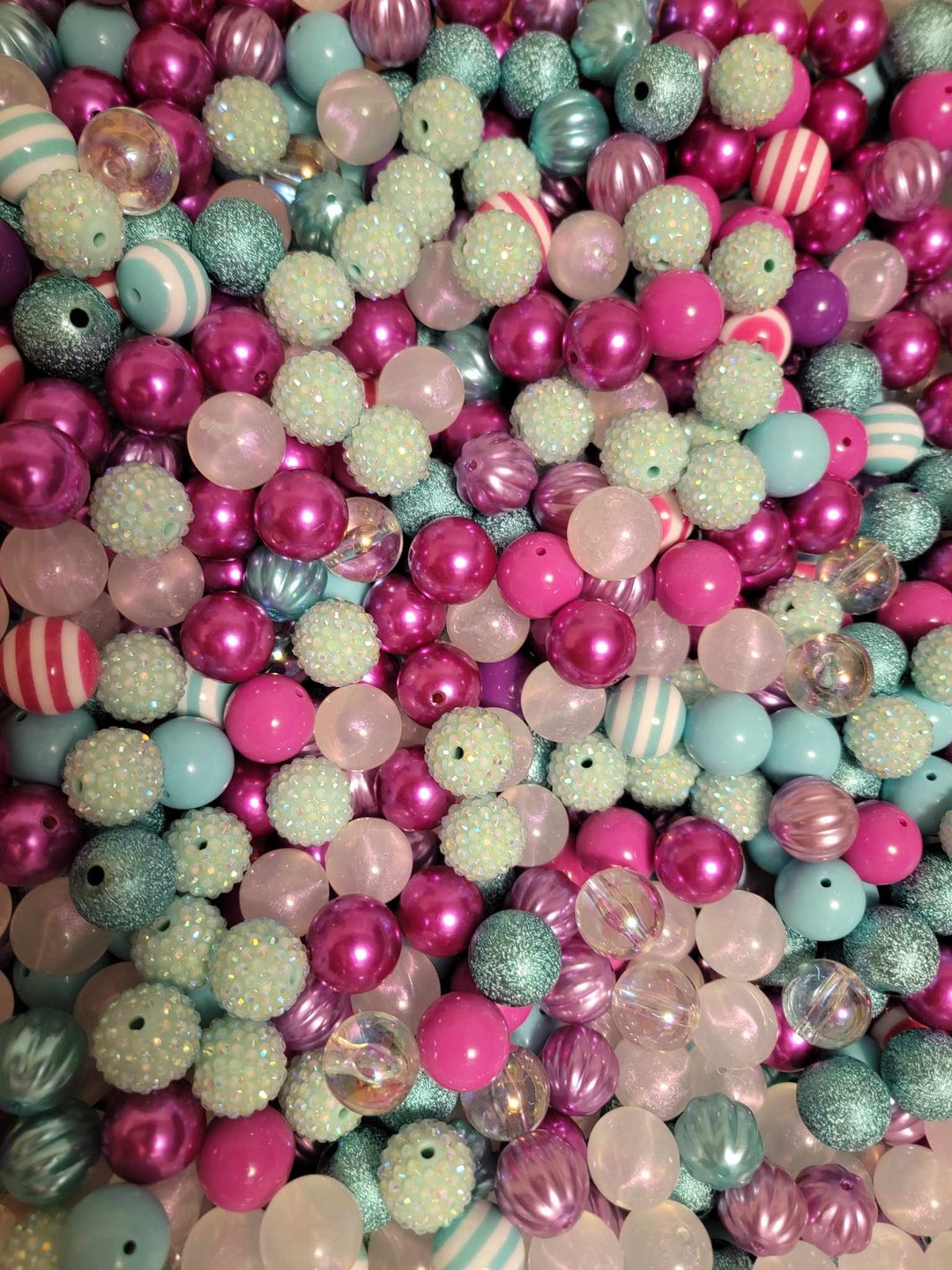 20mm Bulk Bead Mix, Rose Pink, Mint Blue, Purple, Chunky Bead Supplies ...