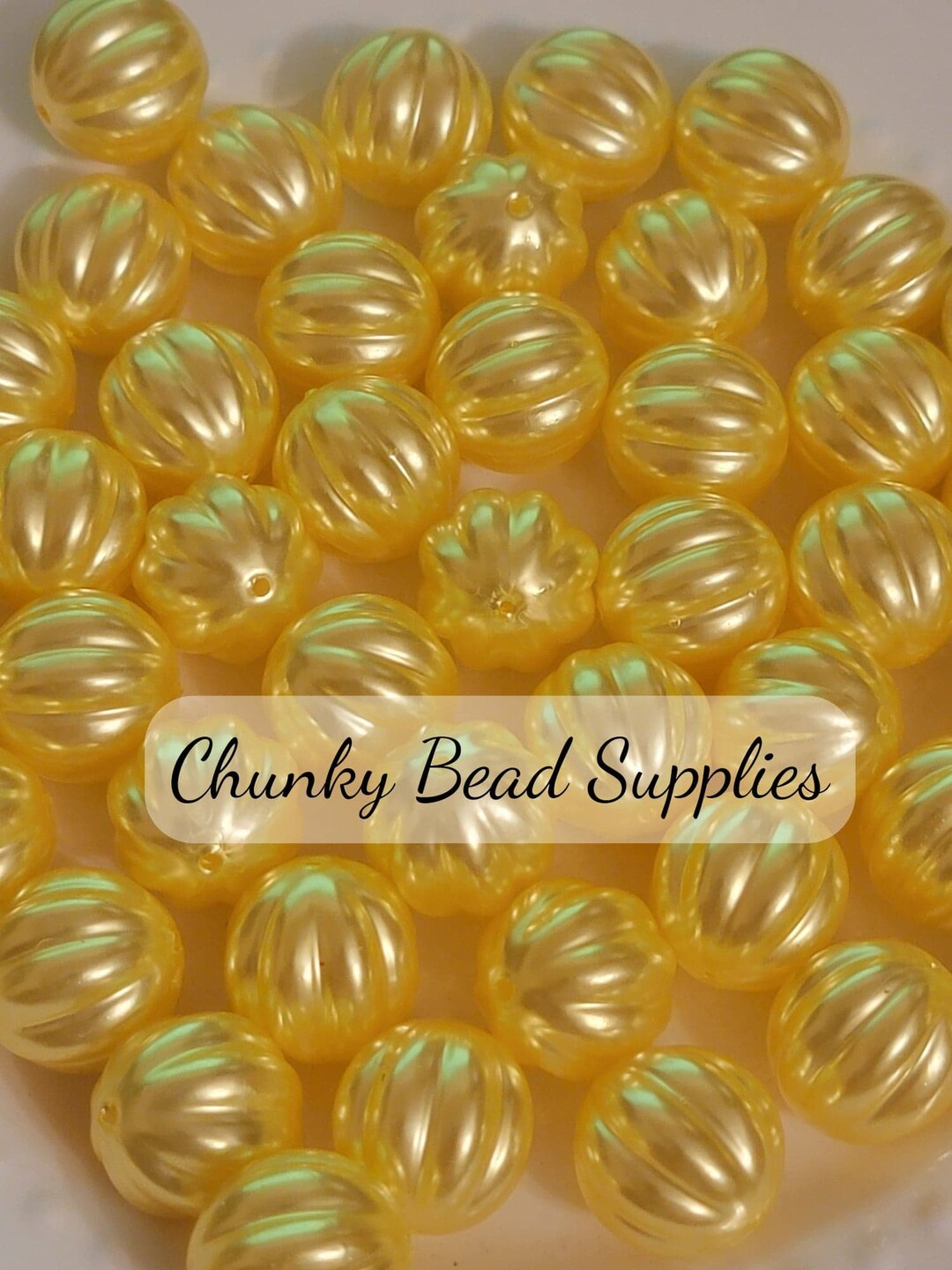 20mm yellow Pearl Melon Acrylic Beads, Chunky Bead Supplies, CBS ...