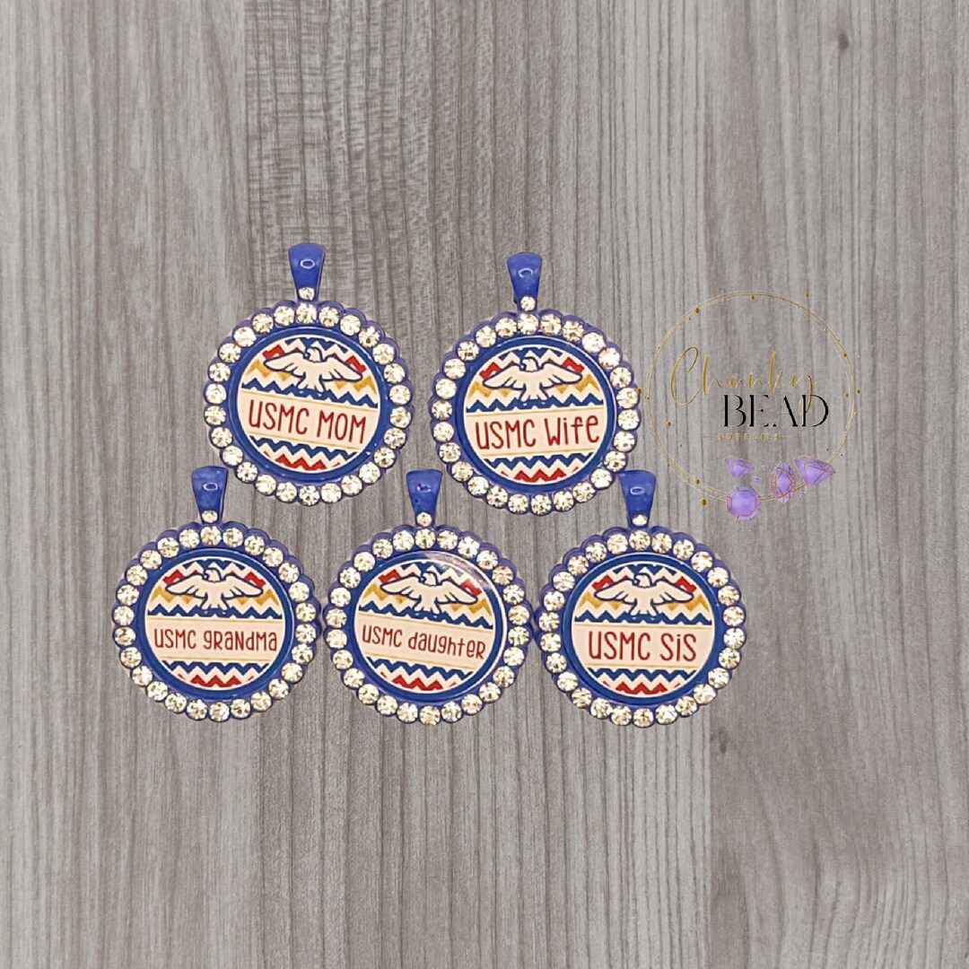35mm USMC Female Homemade Rhinestone Pendants Chunky Bead - Etsy