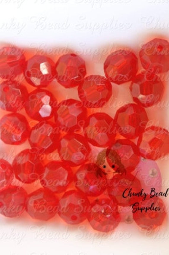 16mm Red Faceted Acrylic Beads Choose 6 or 10 Beads | Etsy
